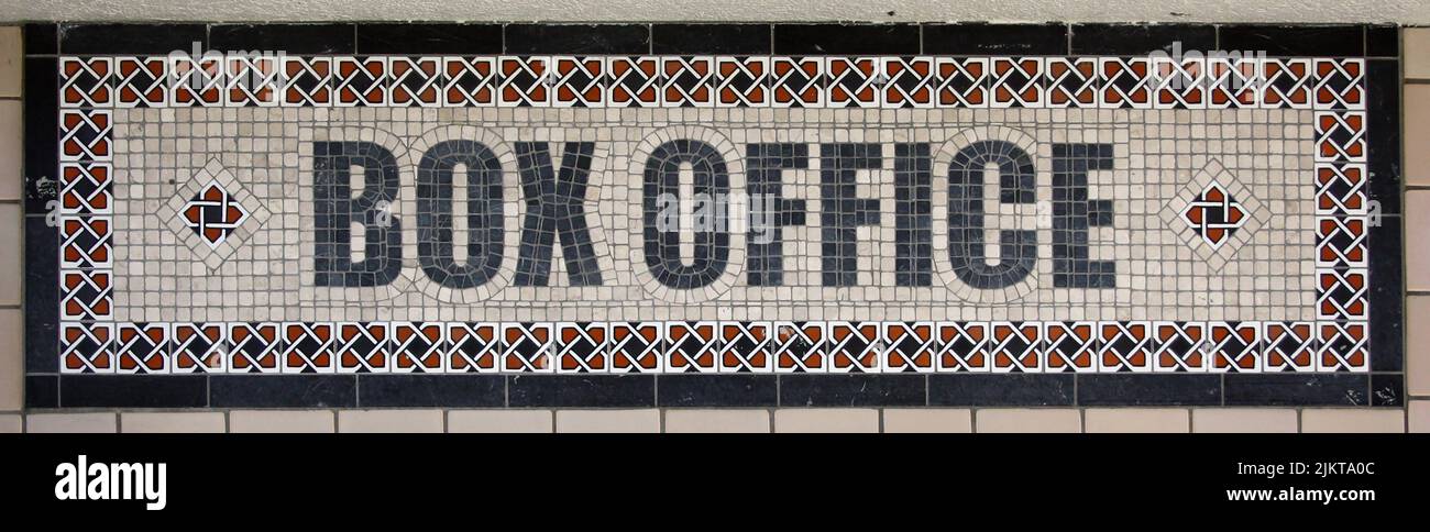 A mosaic signage with the text box office in downtown Vancouver ...