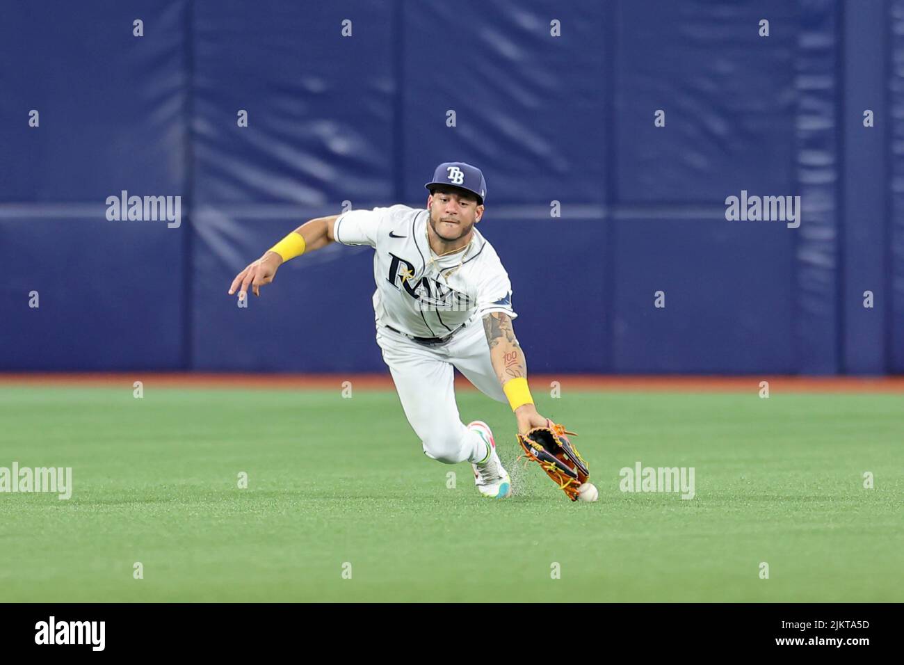St. Petersburg, FL. USA; Making his Tampa Bay Rays debut, center ...