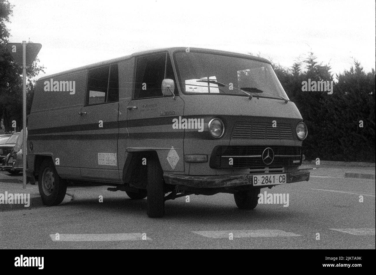 Old green van parked in the street. Mercedes Benz N1000 model Stock ...