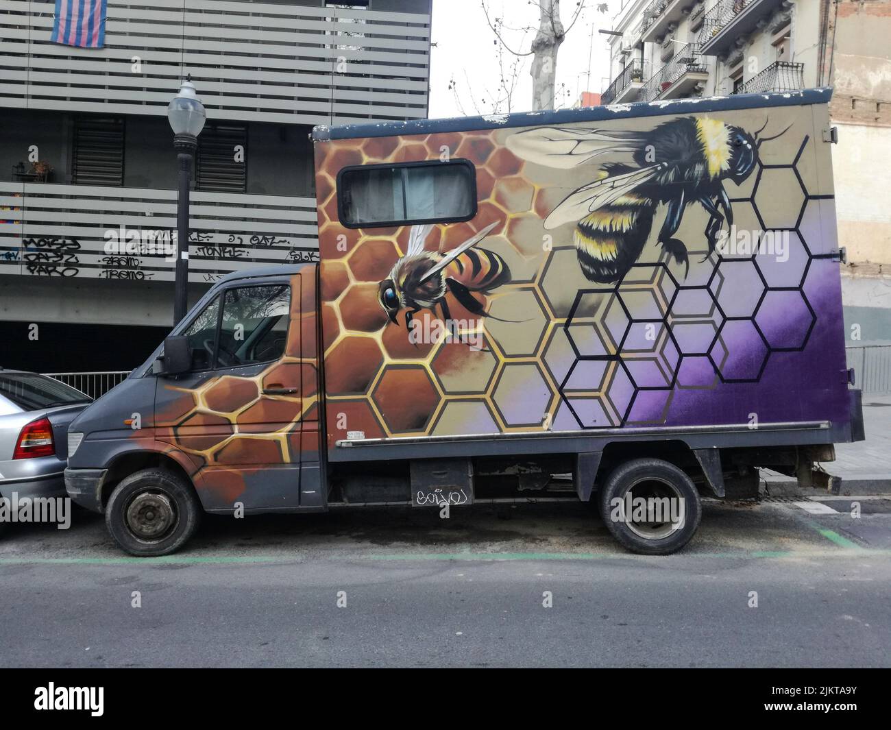 Big van parked in the street. Mercedes Benz Sprinter model Stock Photo ...