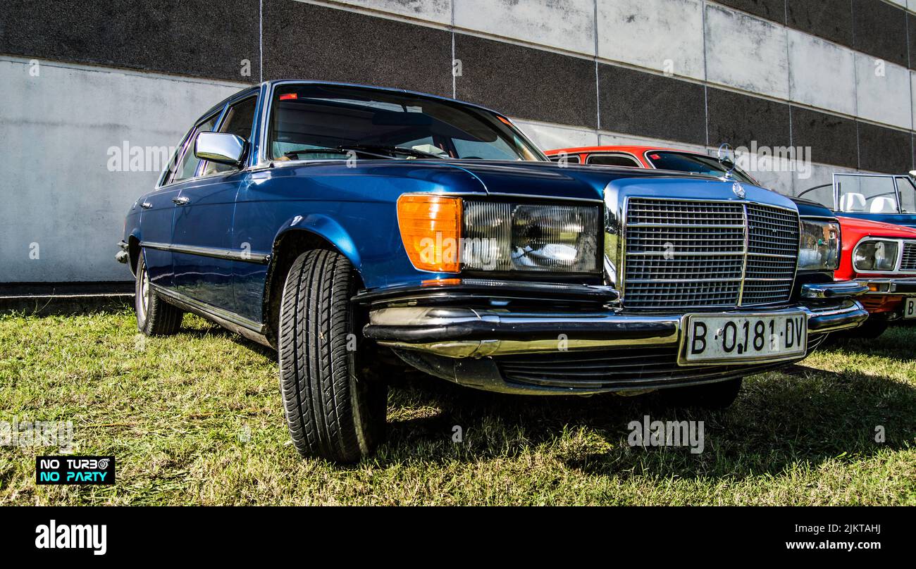 Classic luxury car in the street, model Mercedes Benz W116 Stock Photo ...