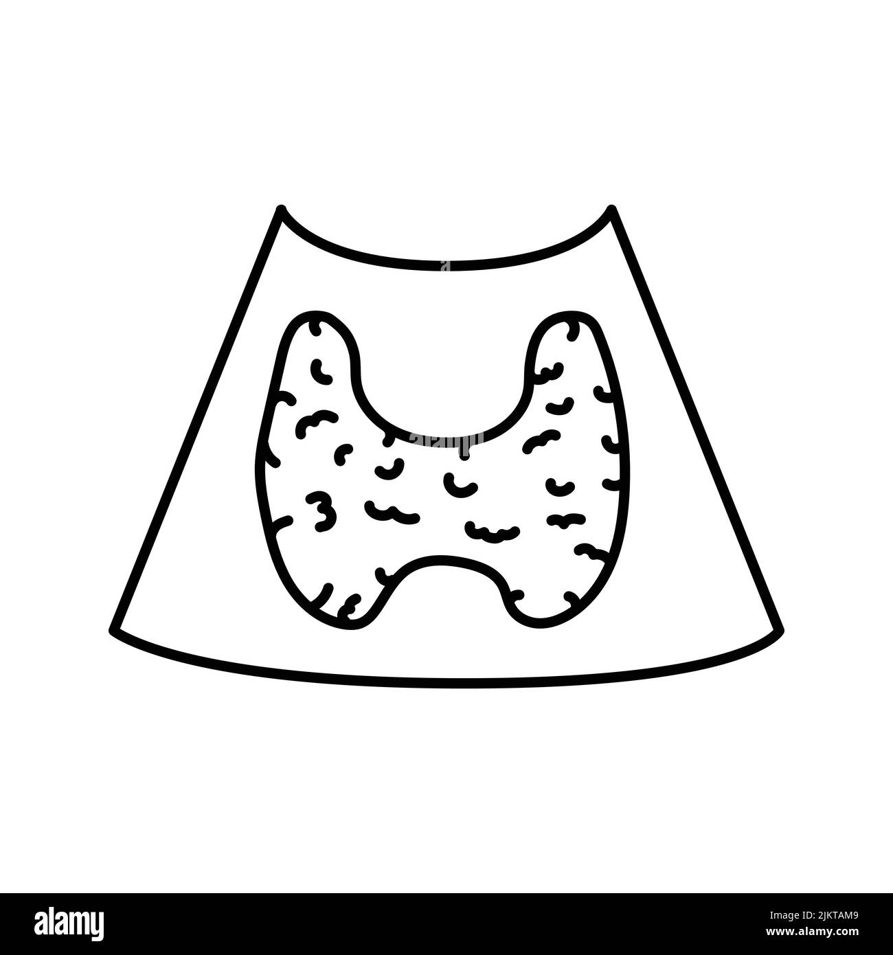 Ultrasound thyroid gland color line illustration. Cosmetology skin care ...