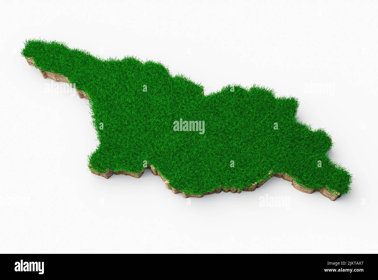 Georgia map soil land geology cross section with green grass 3d ...