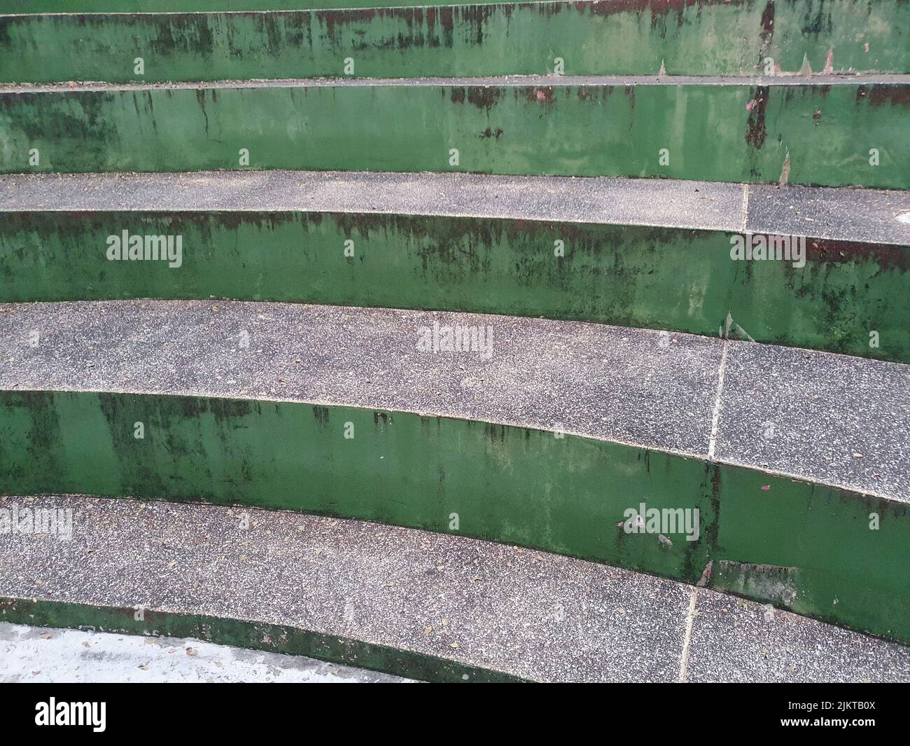 A beautiful shot of green marble stone circular green cascade stairs ...