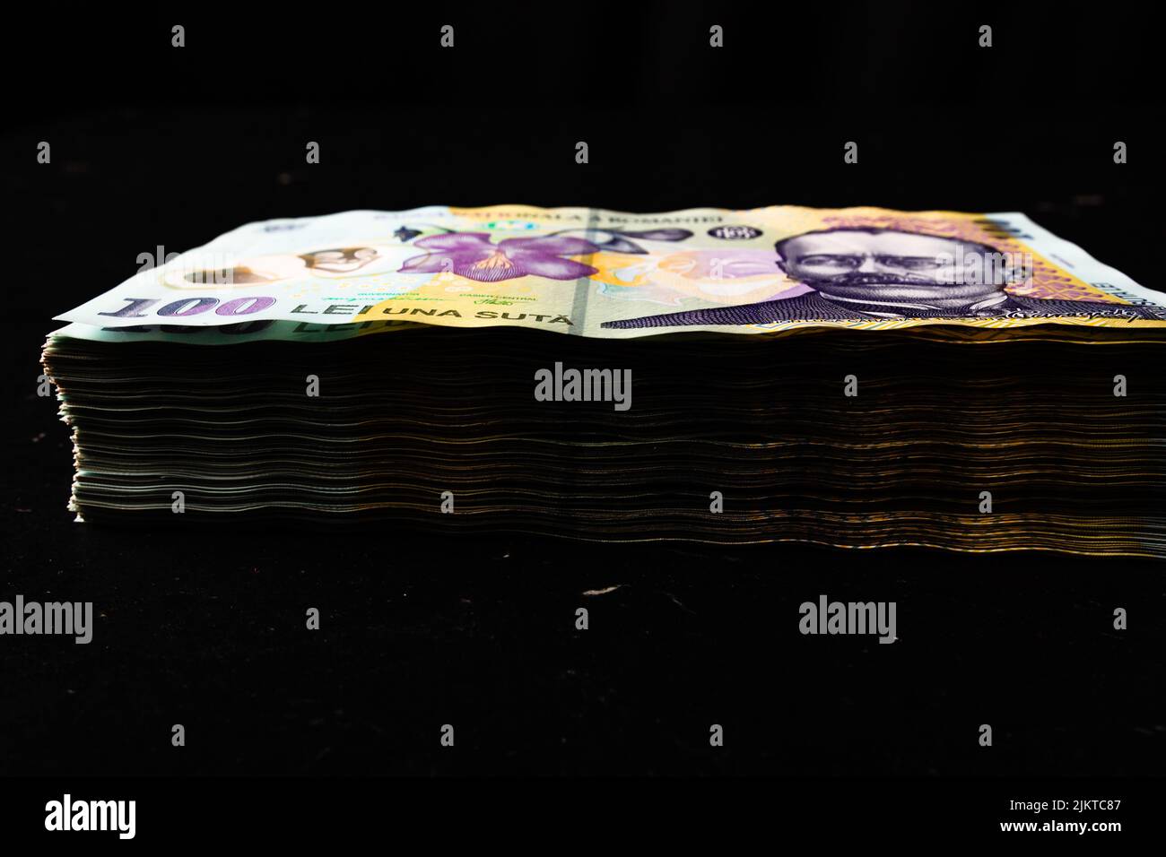 Stack of LEI Romanian money. RON Leu Money European Currency Stock ...