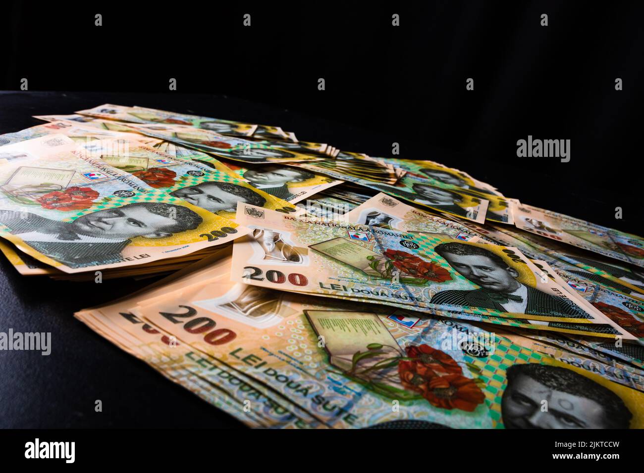 Stack of LEI Romanian money. RON Leu Money European Currency Stock ...