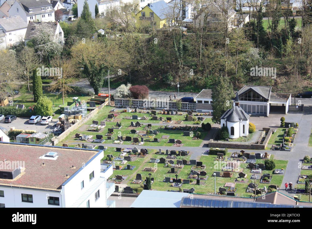 An aerial view of a rural cemetery Stock Photo - Alamy