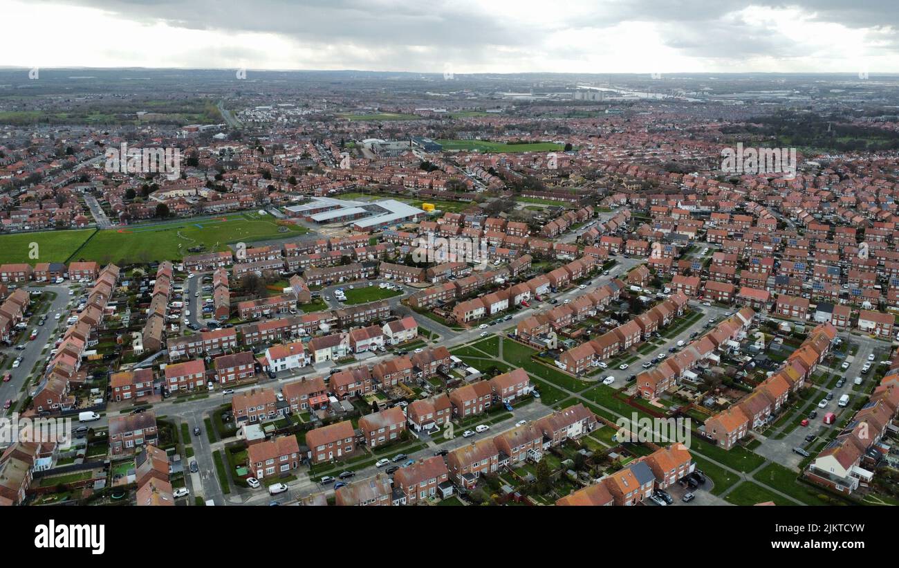 An aerial view of a neighborhood with similar houses Stock Photo - Alamy