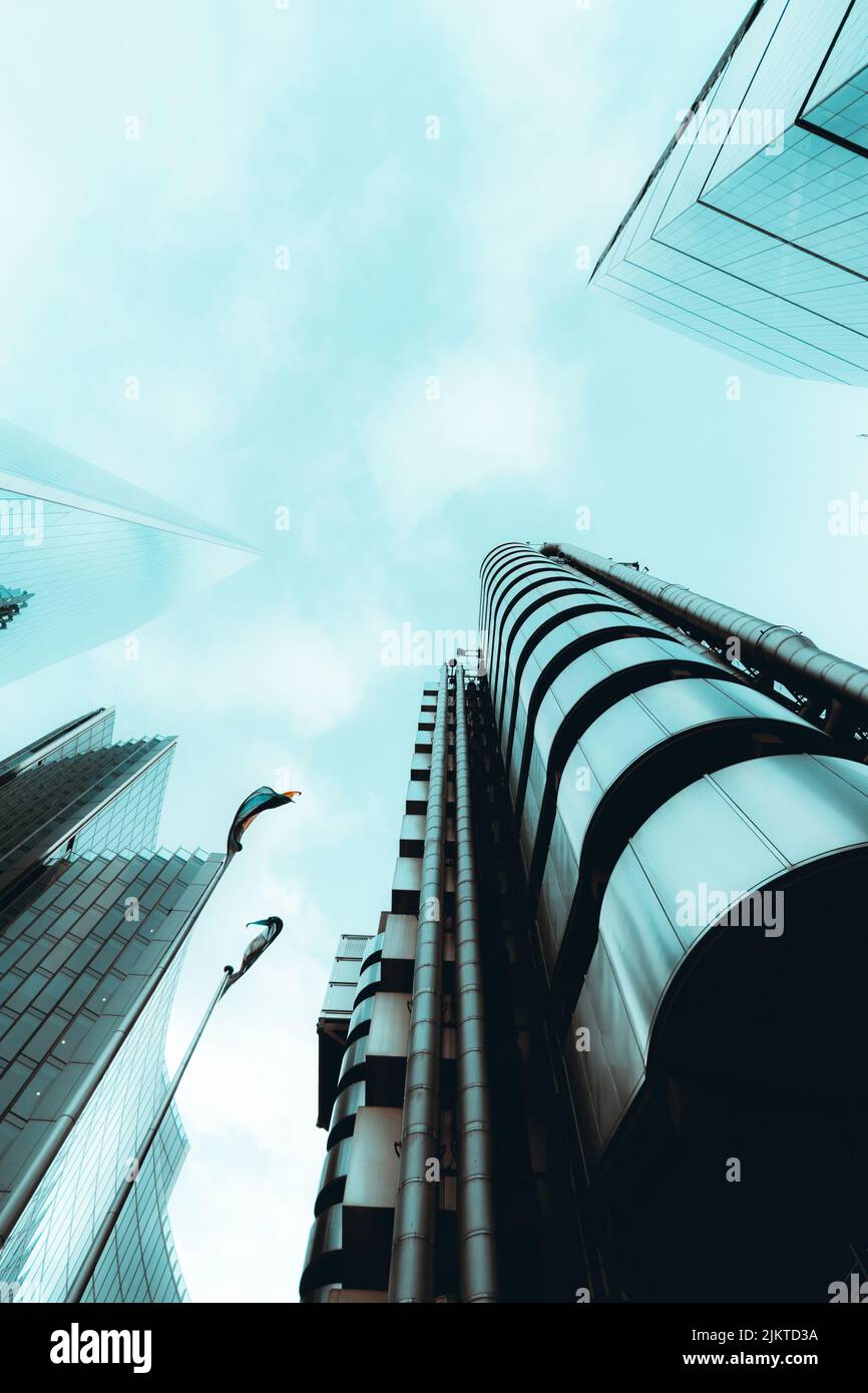 A vertical low angle shot of modern skyscrapers Stock Photo - Alamy