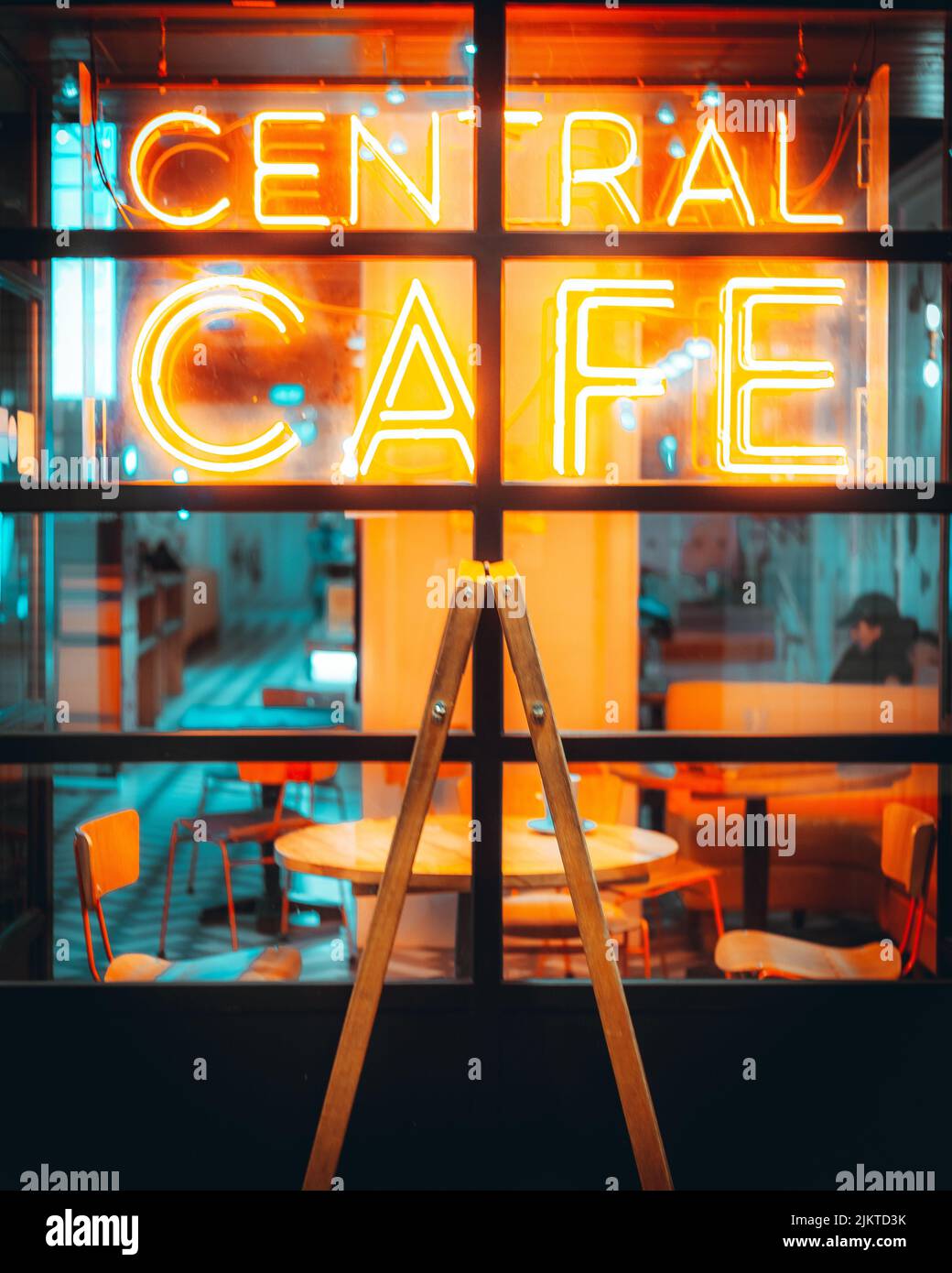 A vertical shot of the Central Cafe with transparent glass wall in ...