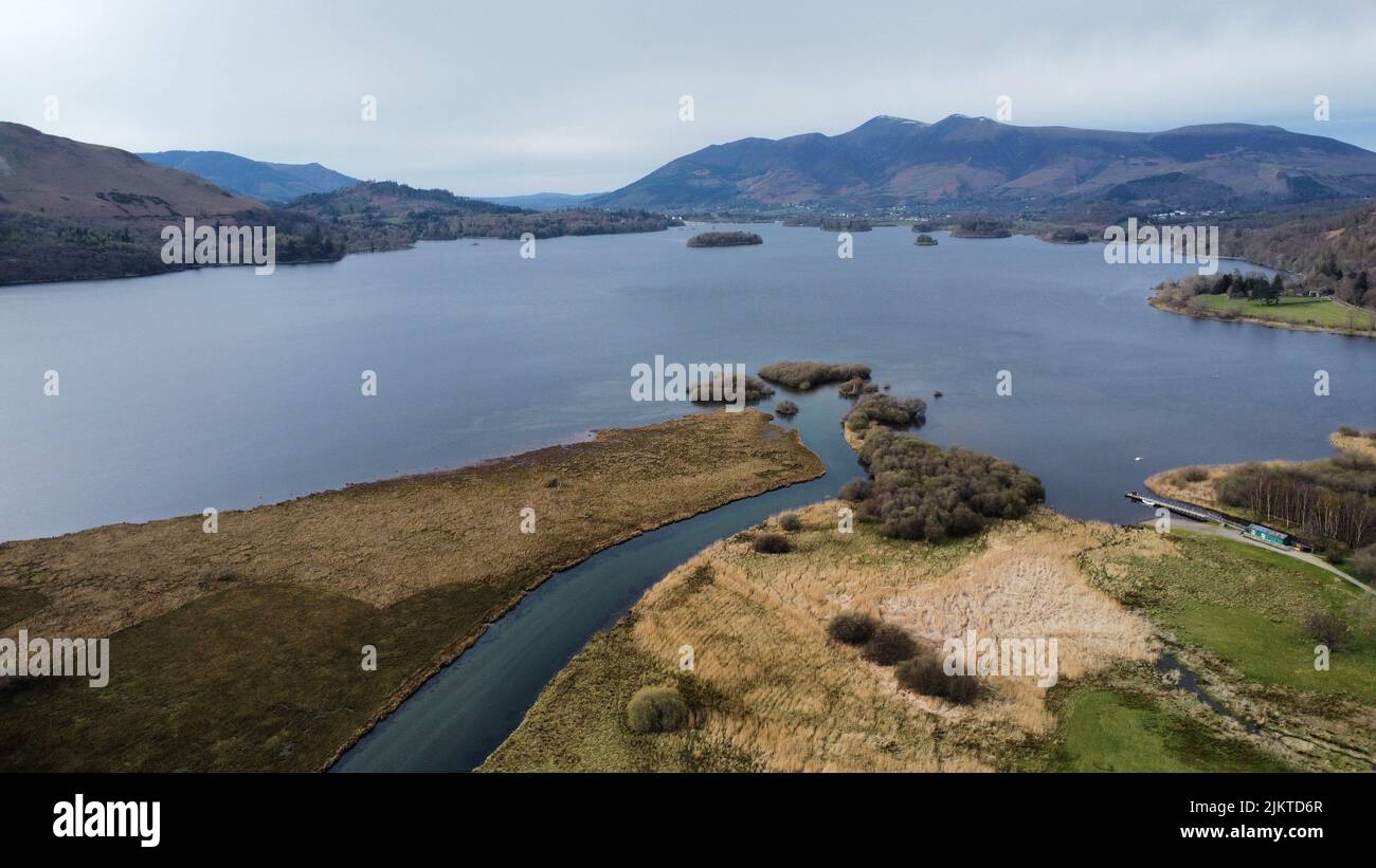 A panoramic view of a Derwentwater Lake in the Lake District National ...