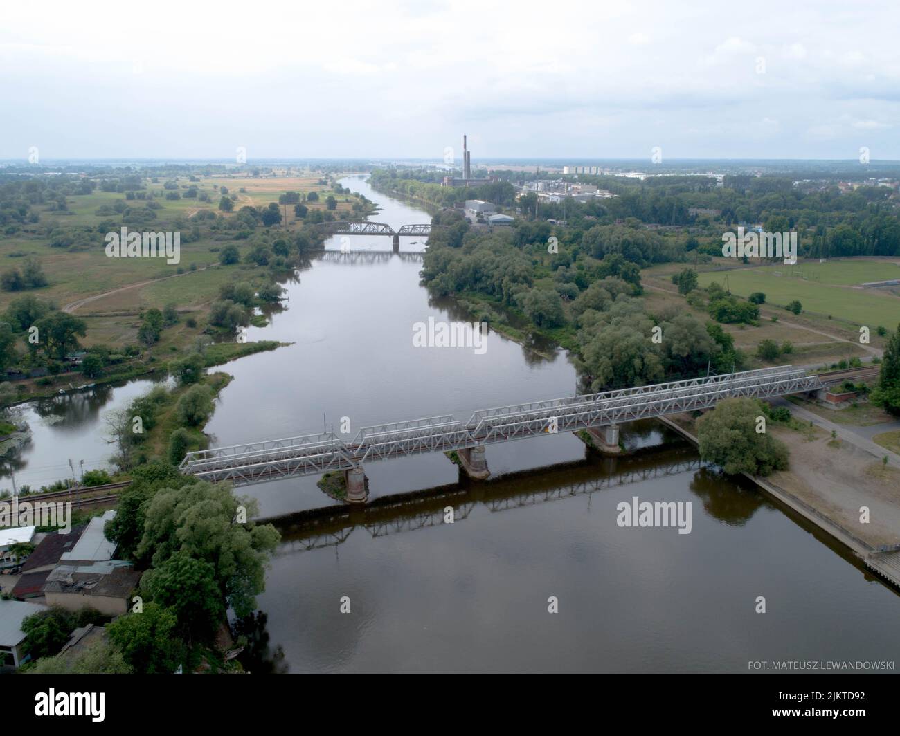 An aerial view of two bridges over the river Stock Photo - Alamy