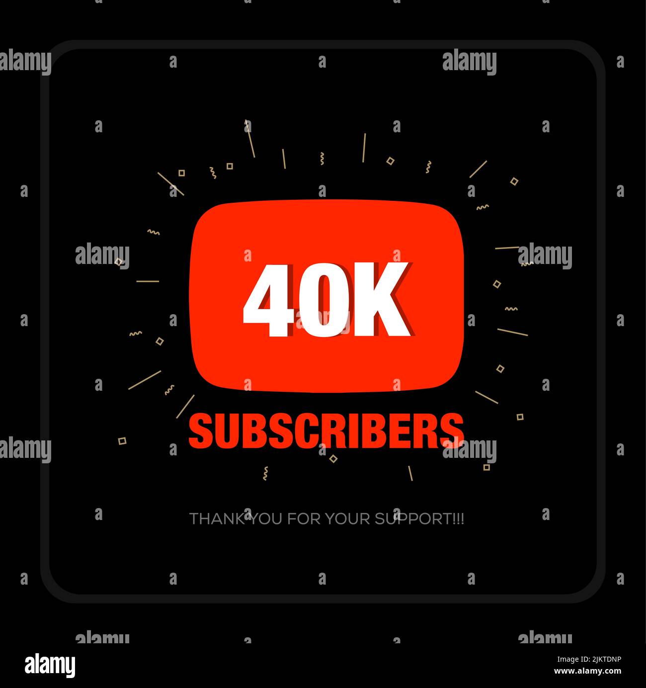 The red and white blog channel 40k subscribers celebration logo Stock ...