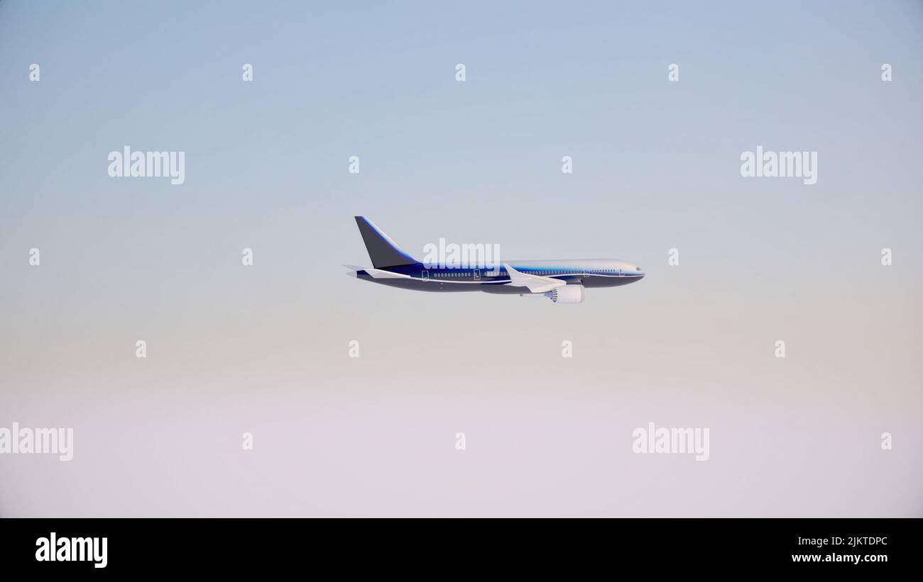 A 3d render design of an Airplane is flying on isolated clear sky ...