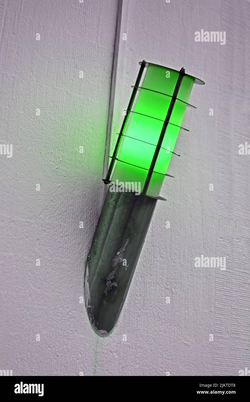 green power street lamp on the wall, modern energy diversity Stock ...