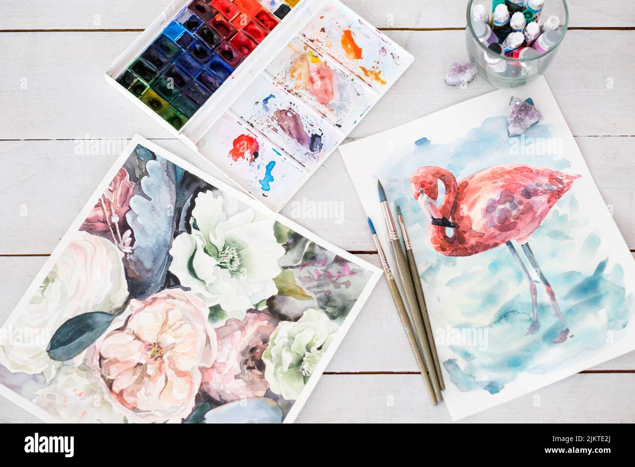 art drawing craft watercolor paint design Stock Photo - Alamy