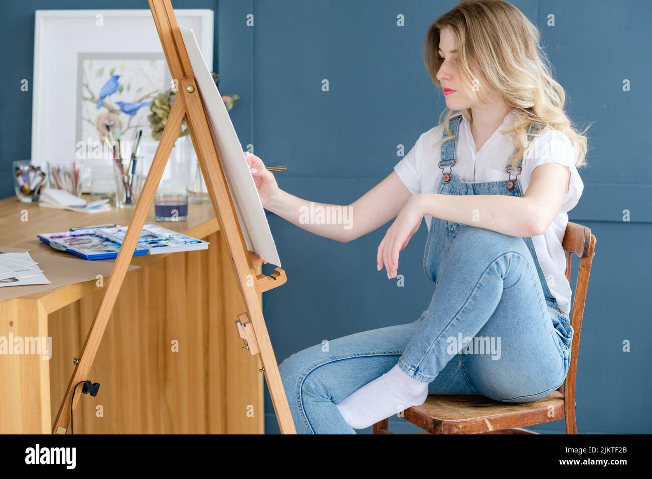 painting hobby artful personality talent girl draw Stock Photo - Alamy