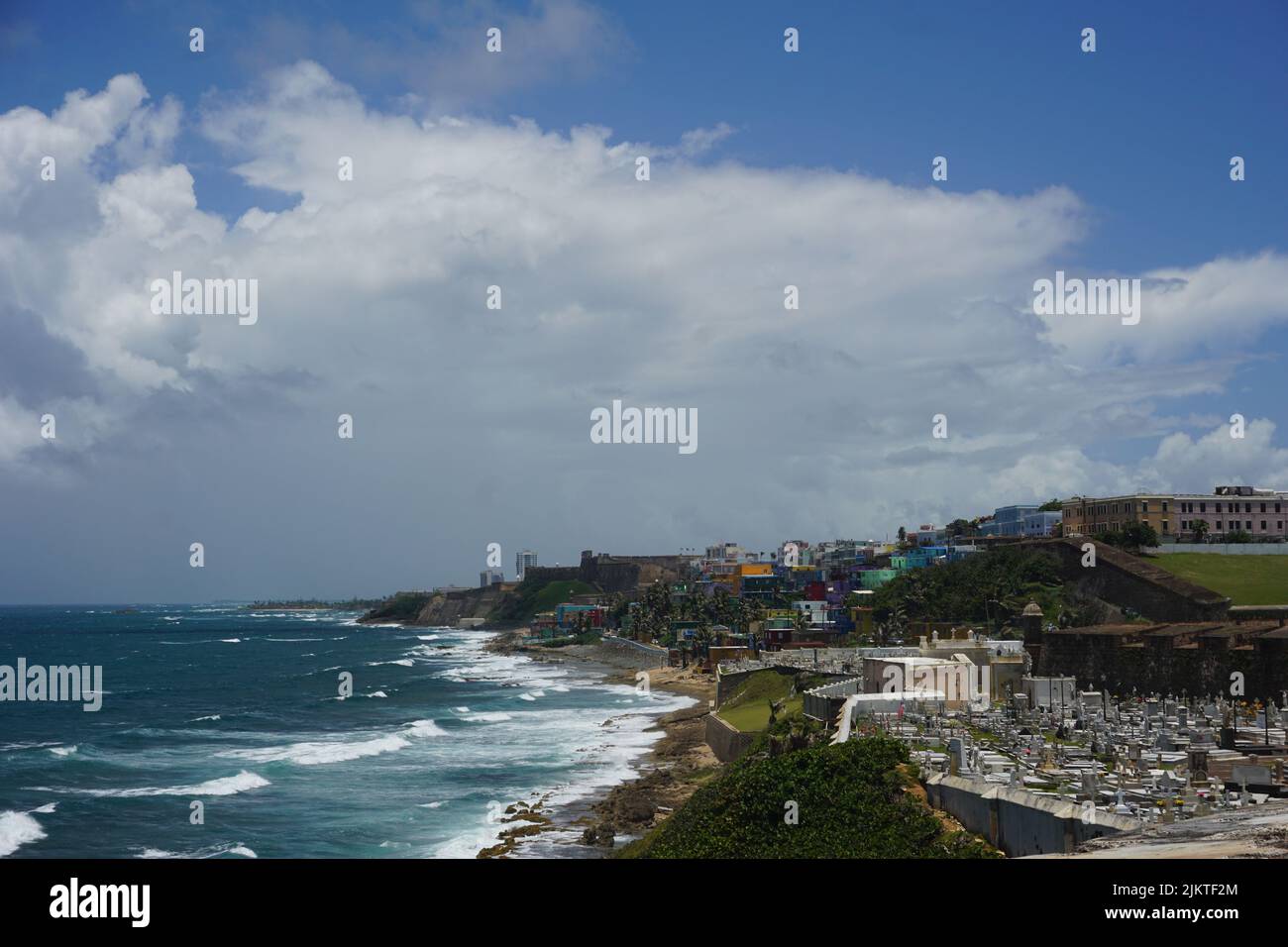 The city of San Juan in Puerto Rico by the coast in sunny weather Stock ...