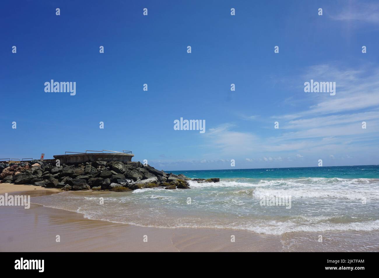 The coast of the Atlantic ocean in Puerto Rico with clear sky Stock ...