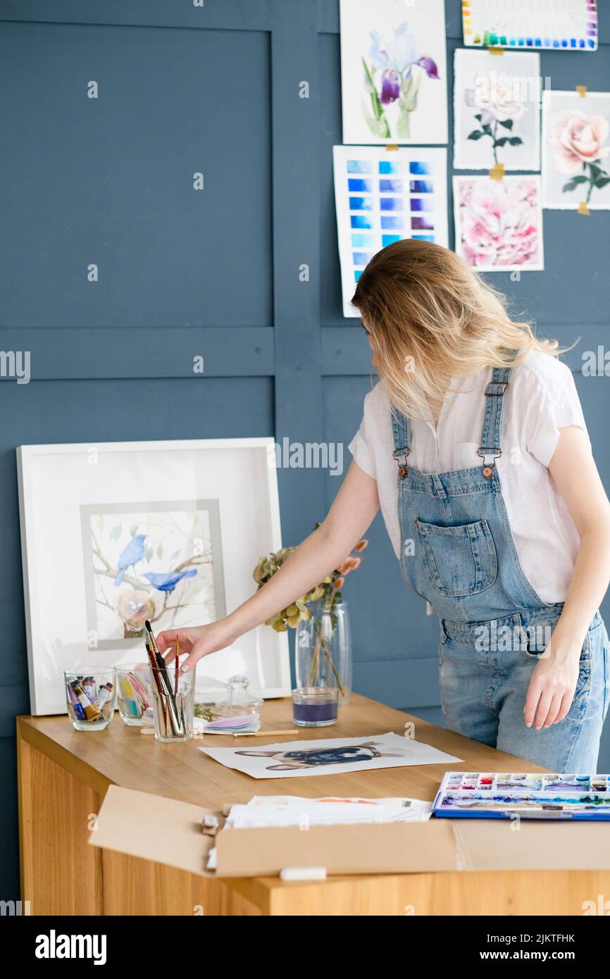 craft room art studio creative painter workspace Stock Photo - Alamy