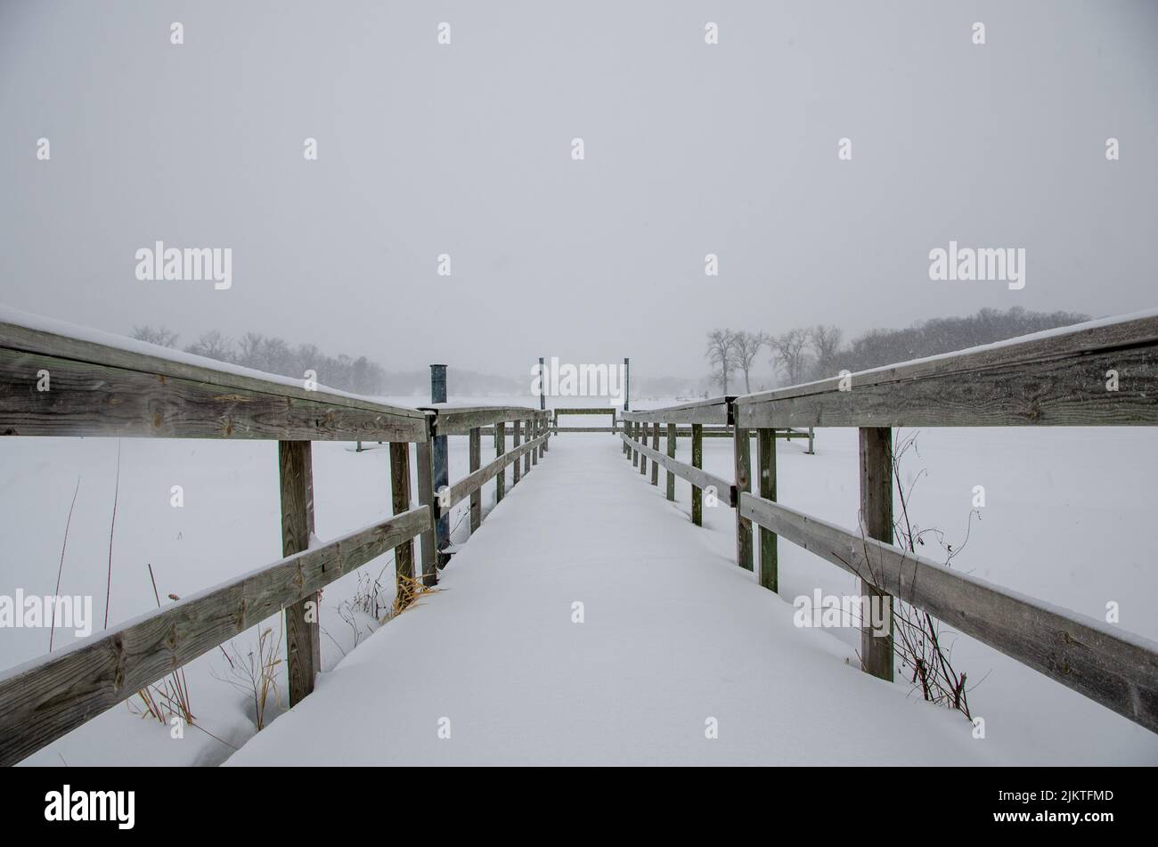A snowy dock over Hyland Lake, Bloomington, Minnesota Stock Photo - Alamy