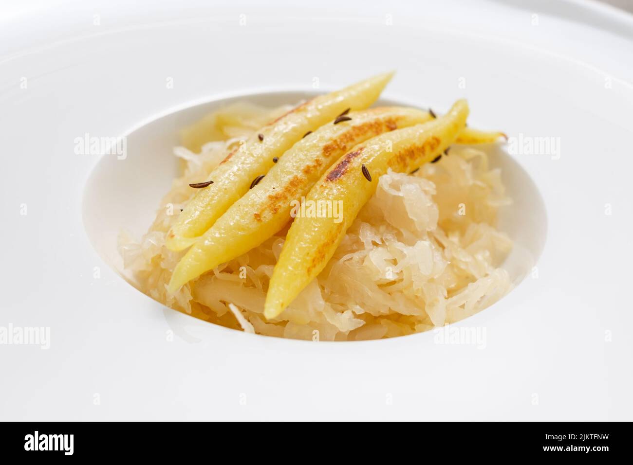 Finger-shaped potato dumplings german Schupfnudeln dish Stock Photo - Alamy