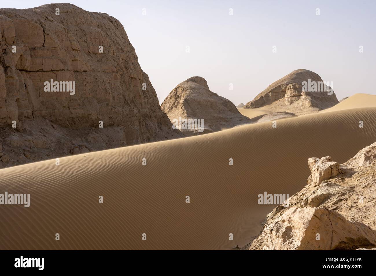 A view of unique Yadan earth surface in the Gobi desert in Dunhuang ...