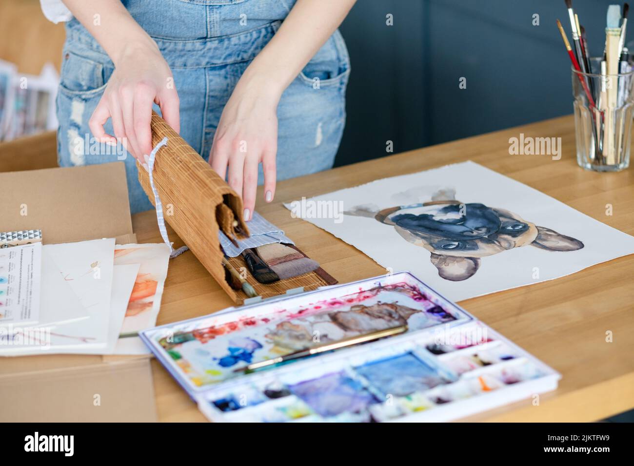 artist instrument watercolor swatch paint hobby Stock Photo - Alamy