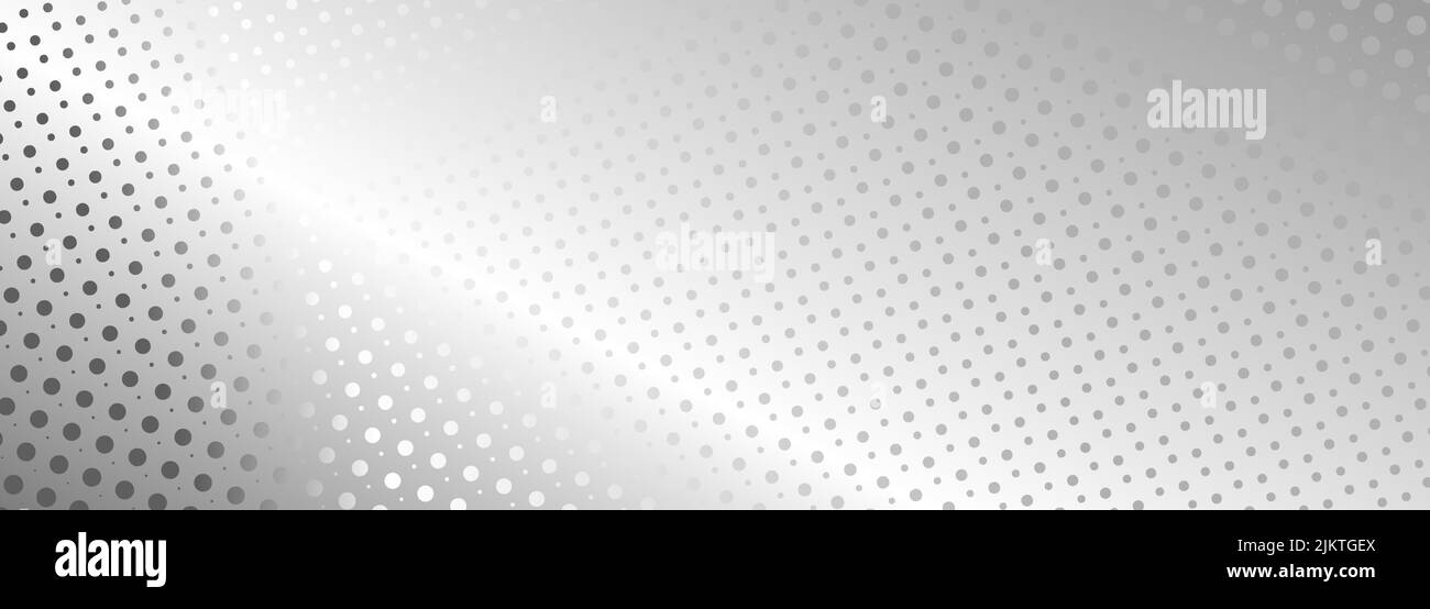 Silver halftone texture on silver wide background. Halftone dots on ...