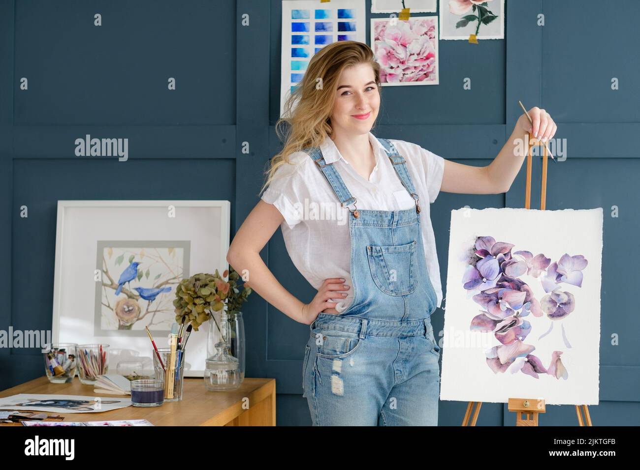 painting art class teacher watercolor drawing Stock Photo - Alamy