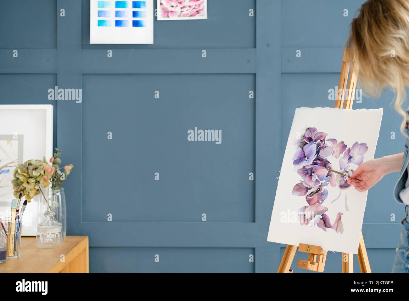 painting art class teacher watercolor drawing Stock Photo - Alamy