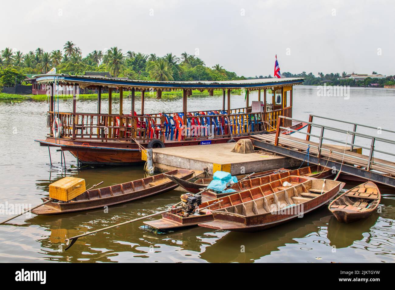 Ferry Boat at the Tha Chin River in Bang Krathuek Thailand Asia Stock ...