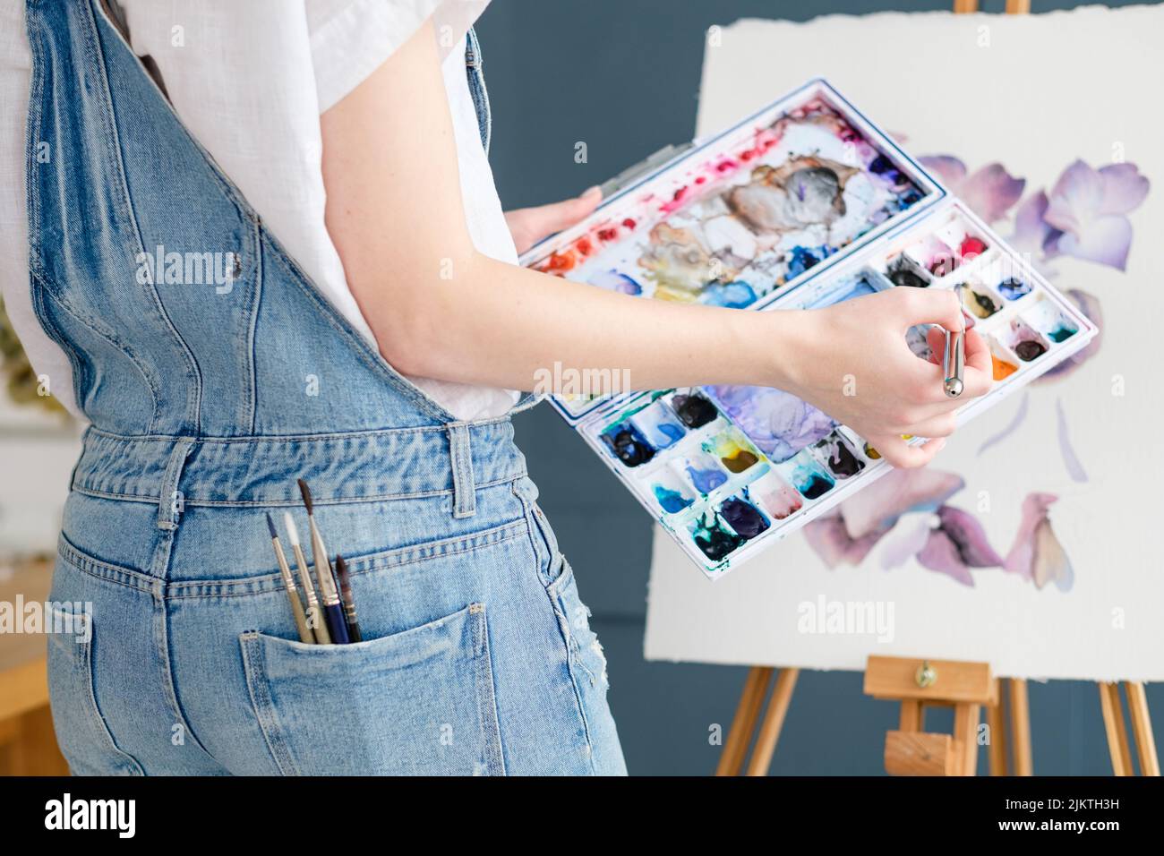 artist instrument watercolor swatch paint hobby Stock Photo - Alamy