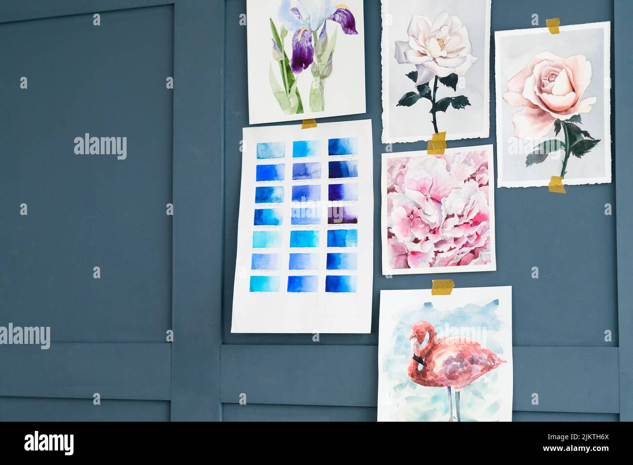 art painting skill color swatch watercolor drawing Stock Photo - Alamy