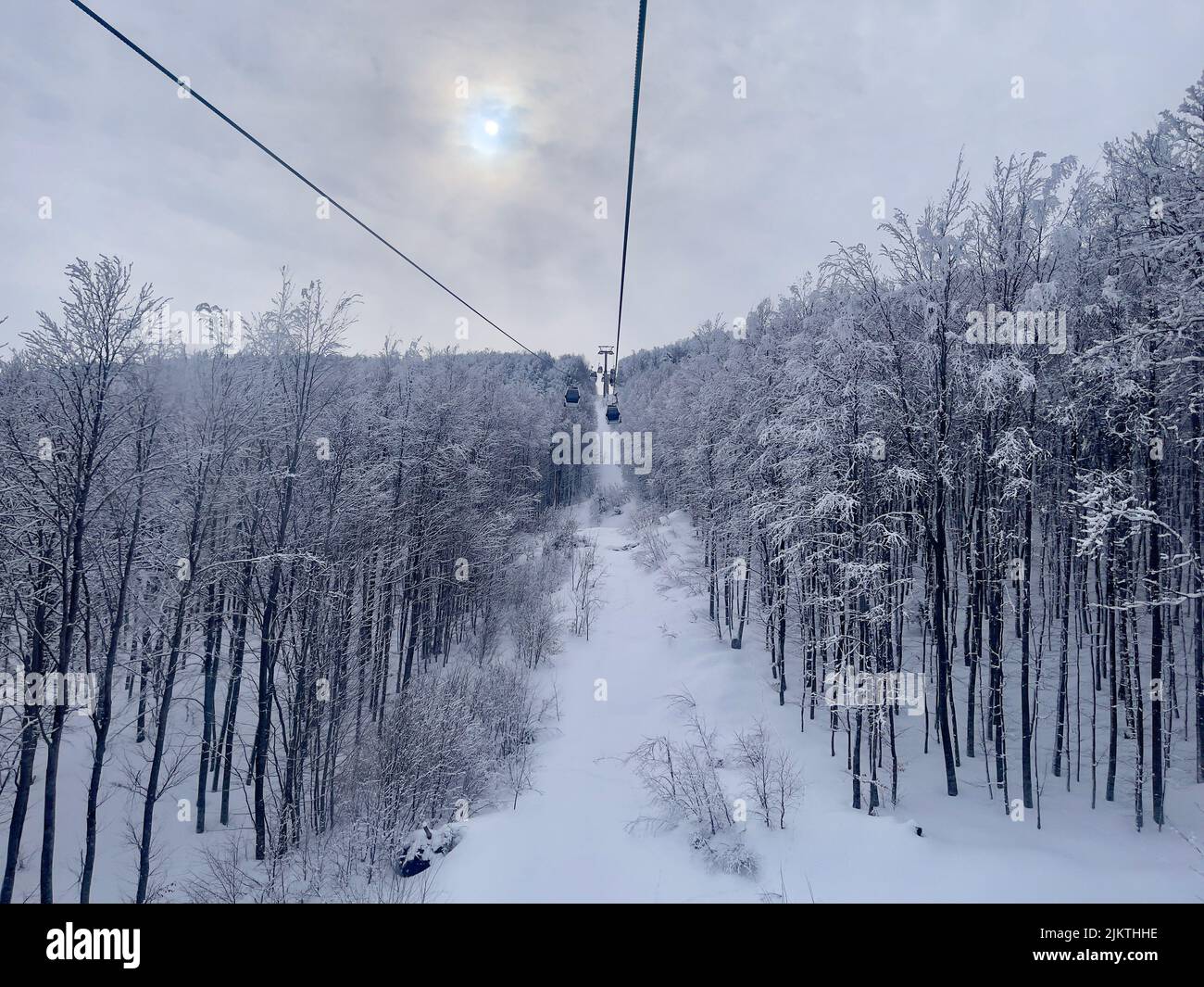 The ropeway between Bursa city center and Uludag Mountain Ski Centre on ...