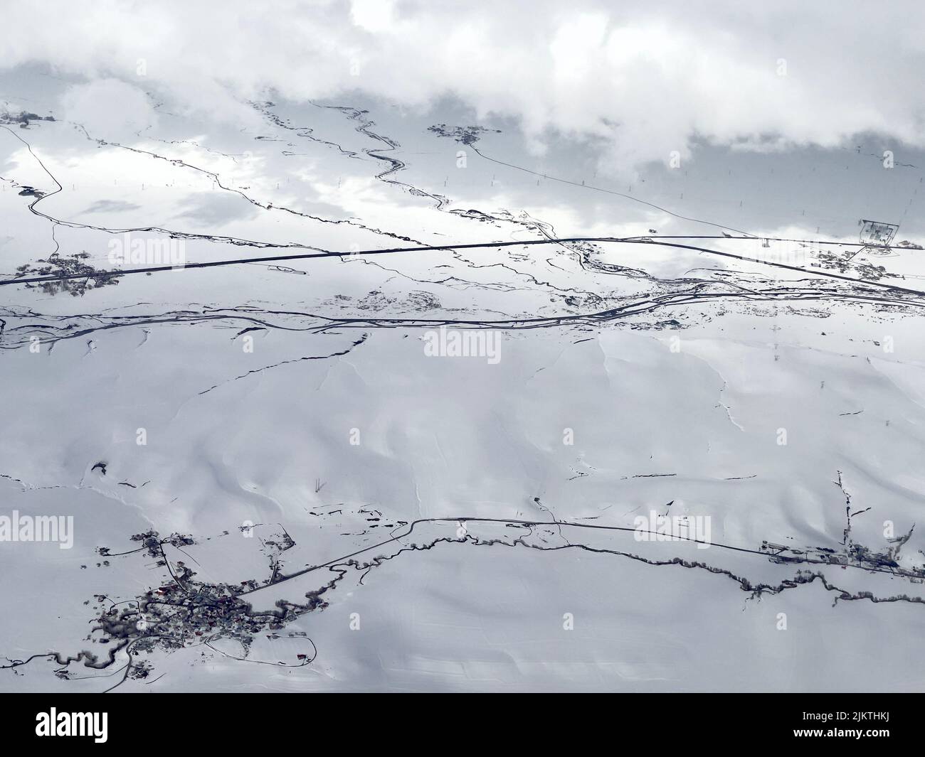 An aerial view of the snowy Agri City in TUrkey Stock Photo - Alamy