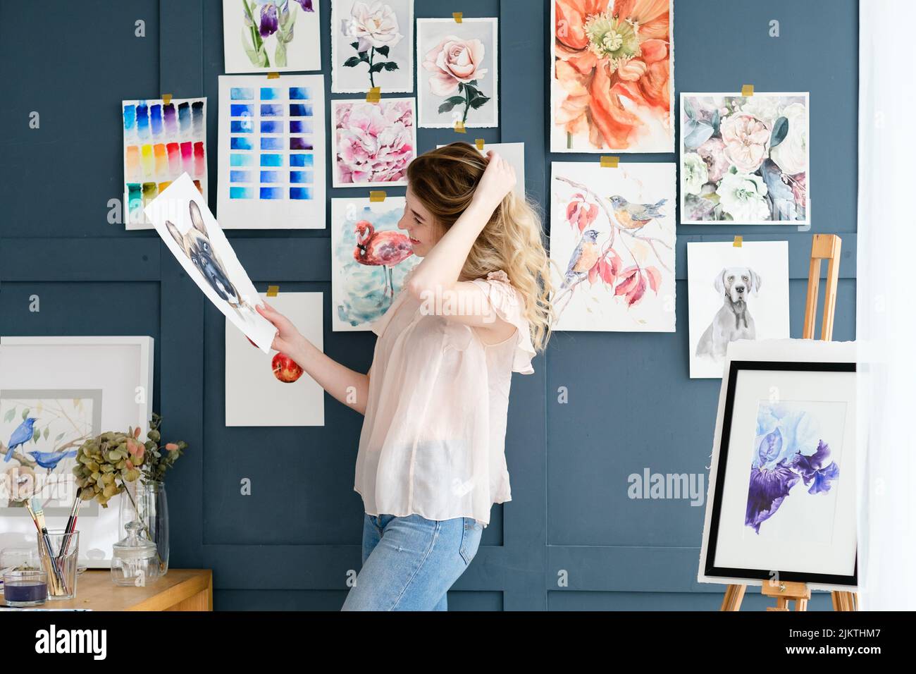 art painting skill color swatch watercolor drawing Stock Photo - Alamy