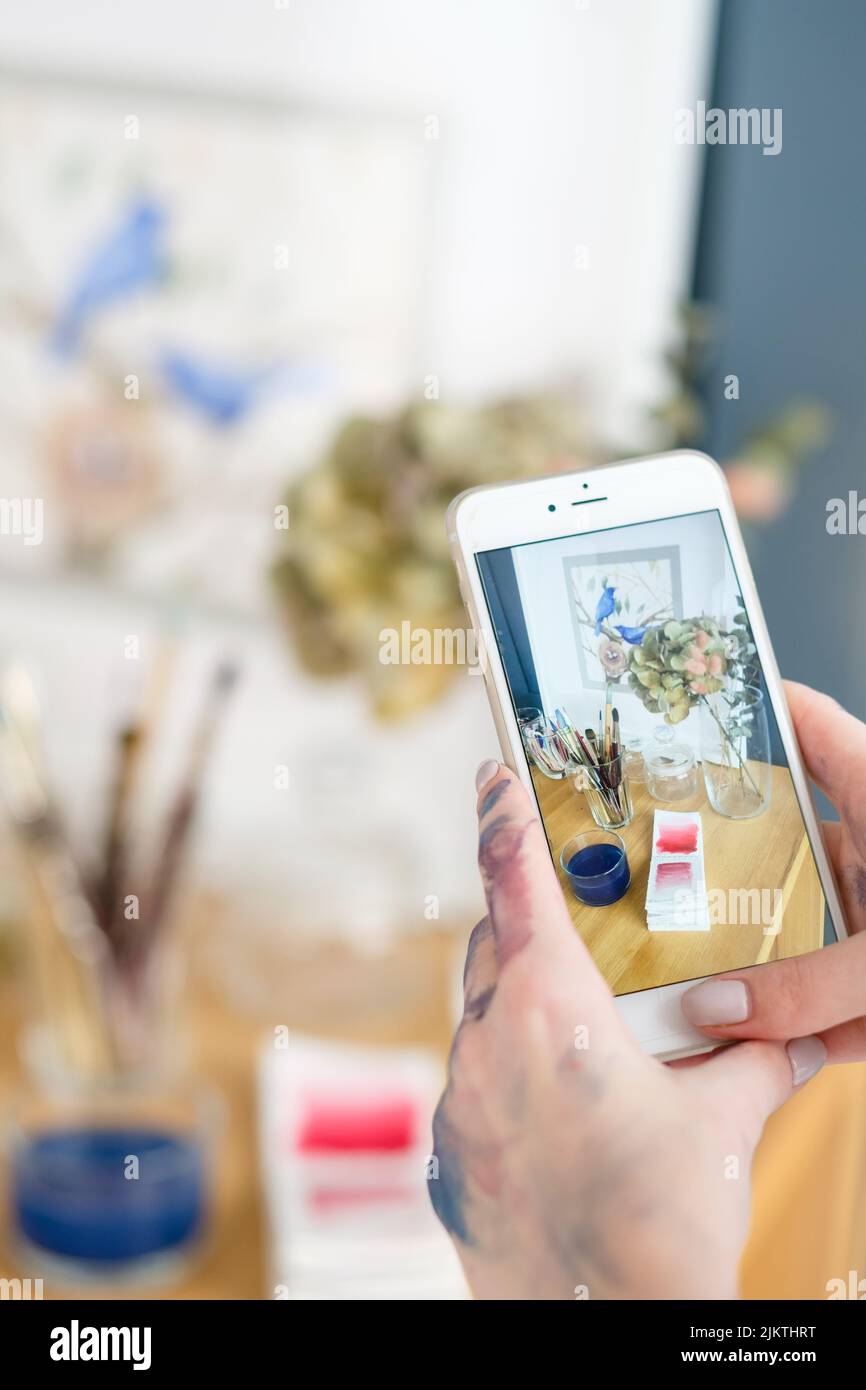 artist instrument watercolor swatch paint hobby Stock Photo - Alamy