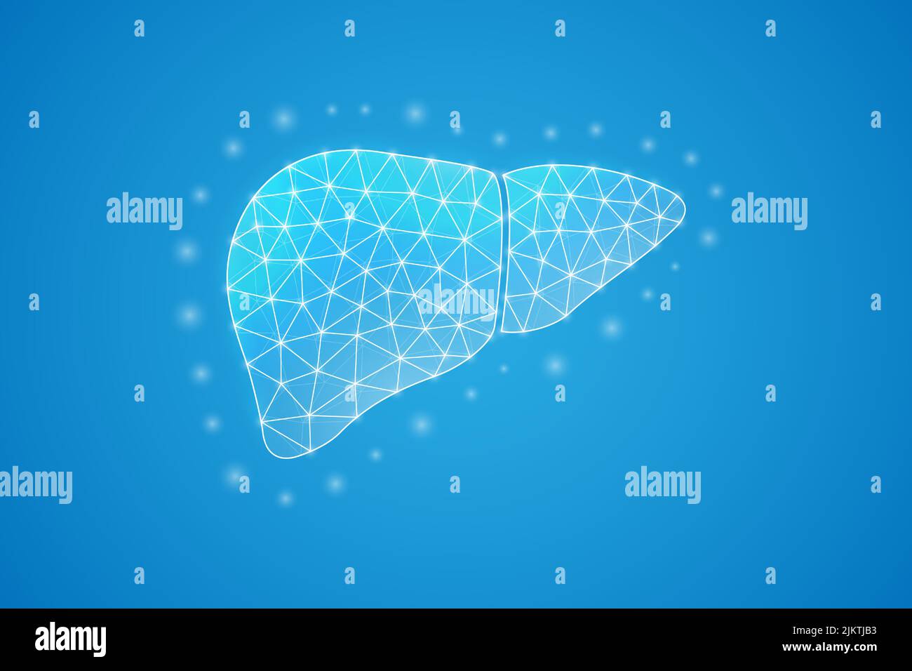 Liver low poly symbol with white connected dots. 3d geometric polygonal ...
