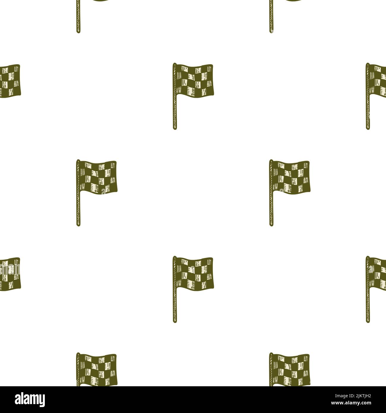 Race flag engraved seamless pattern. Vintage sport elements for drive ...