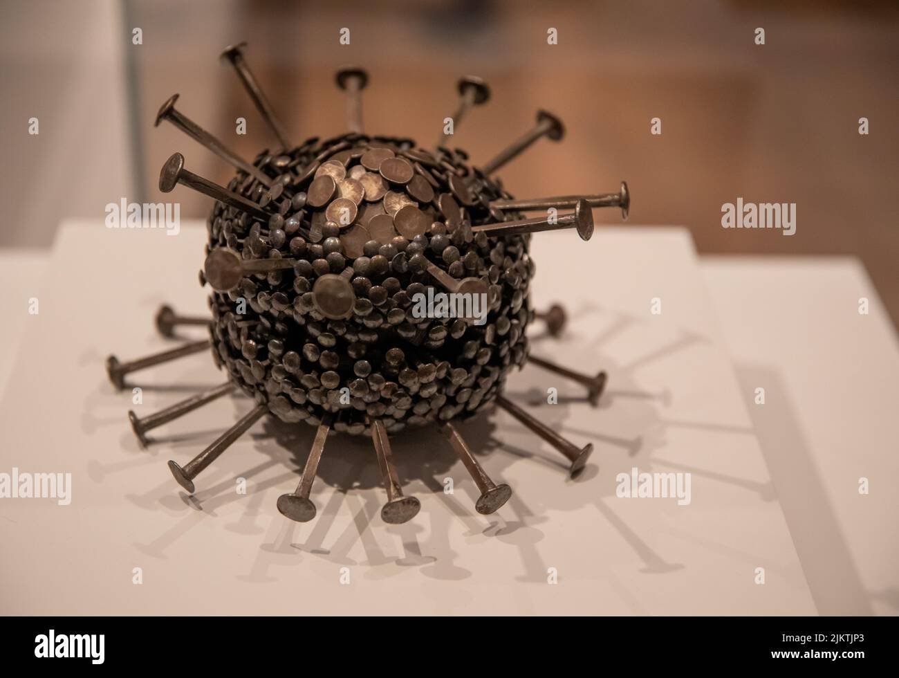 A closeup of a metal art object in the Tate Modern Surrealism Beyond ...