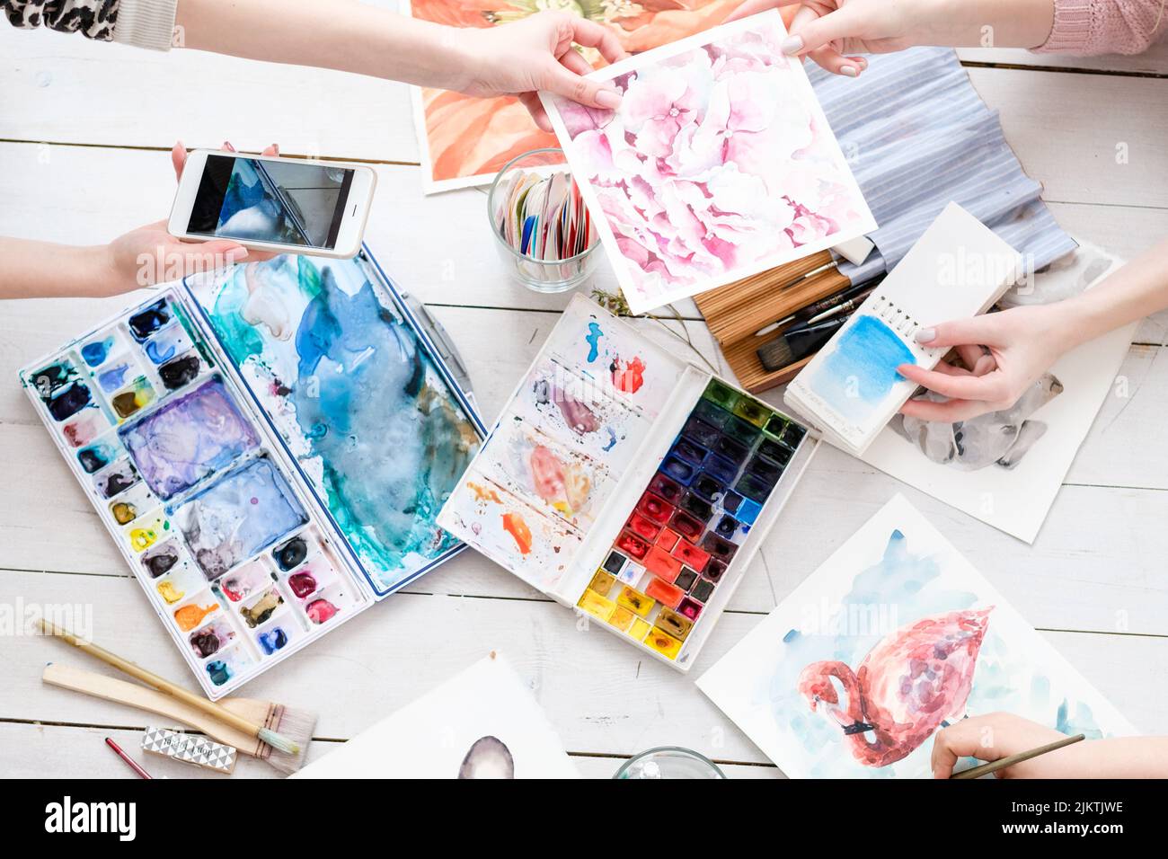 art painting skill color swatch watercolor drawing Stock Photo - Alamy