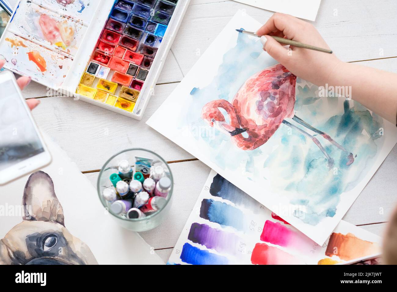 artist instrument watercolor swatch paint hobby Stock Photo - Alamy