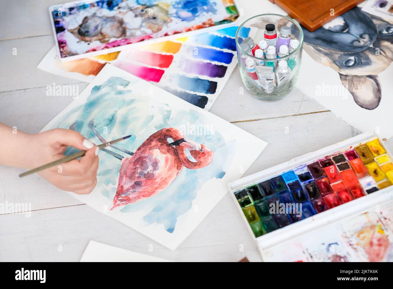 art painting skill color swatch watercolor drawing Stock Photo - Alamy
