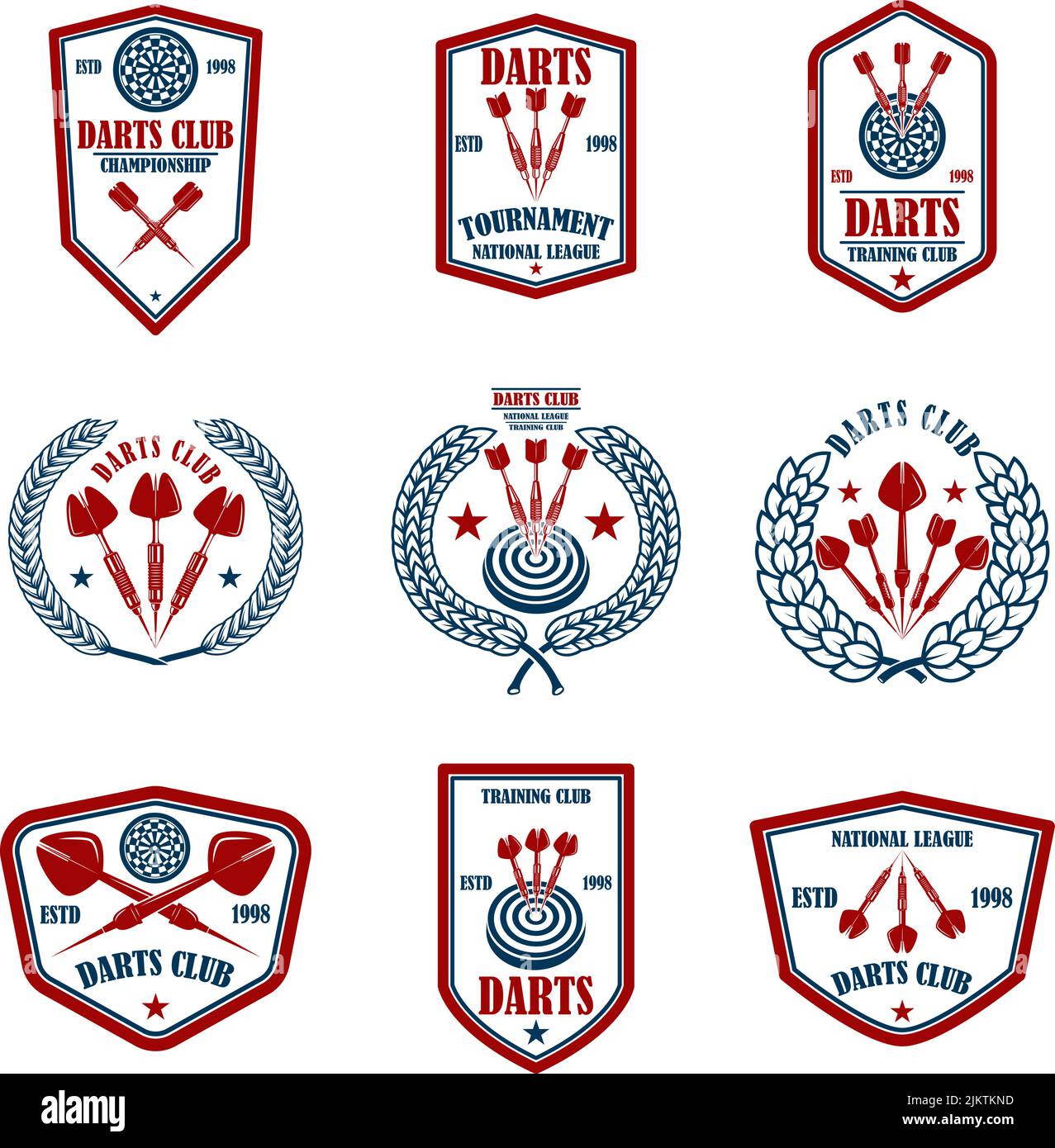 Set of emblems with darts. Design element for logo, label, sign, emblem ...
