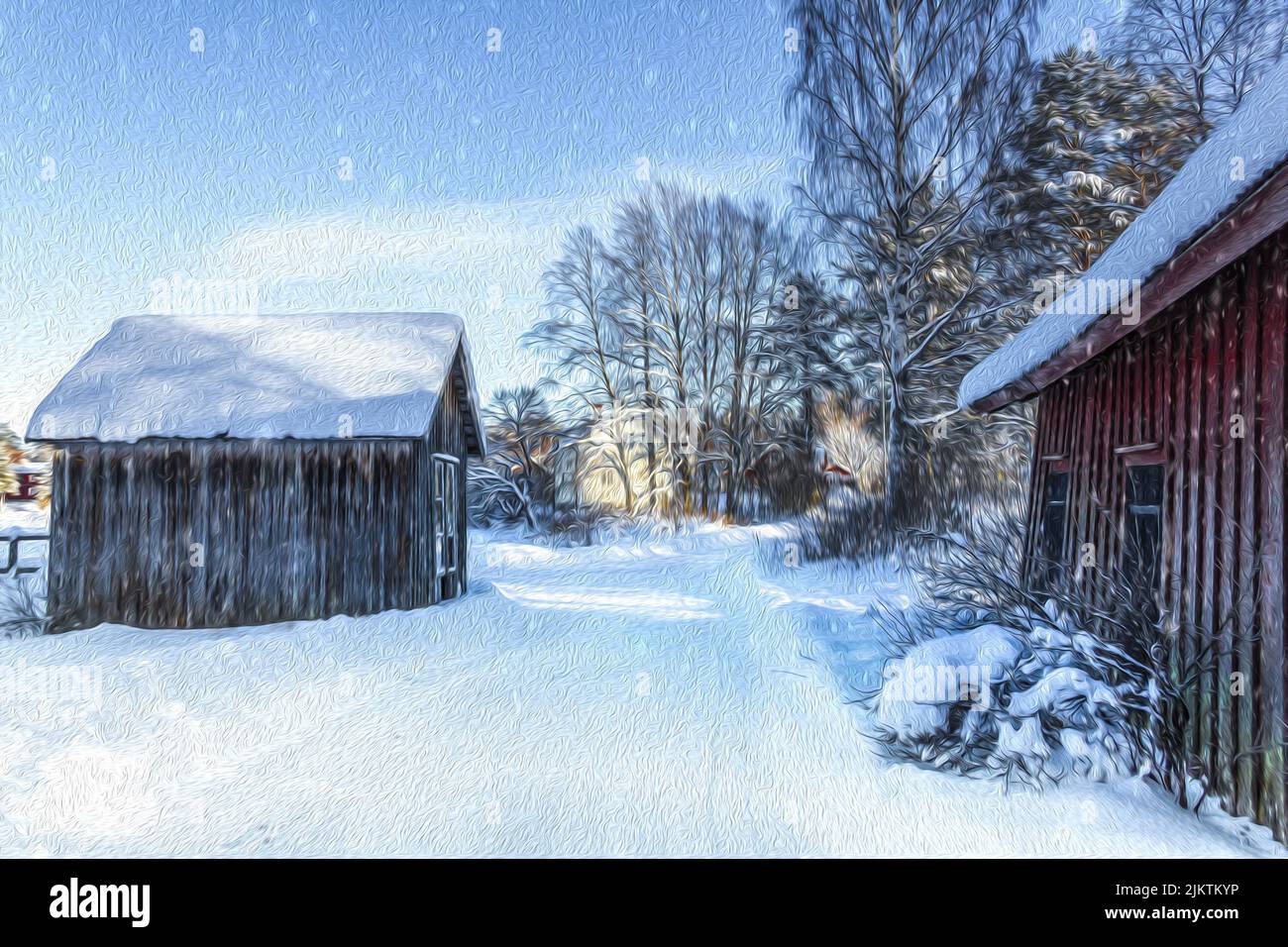 winter in a small village in Sweden Stock Photo - Alamy