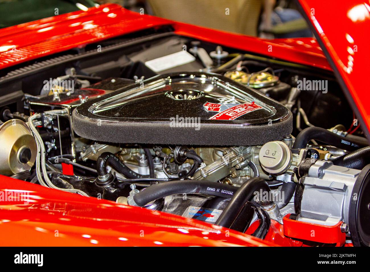 close up of a car motor at the world of wheel car show in Winnipeg MB ...