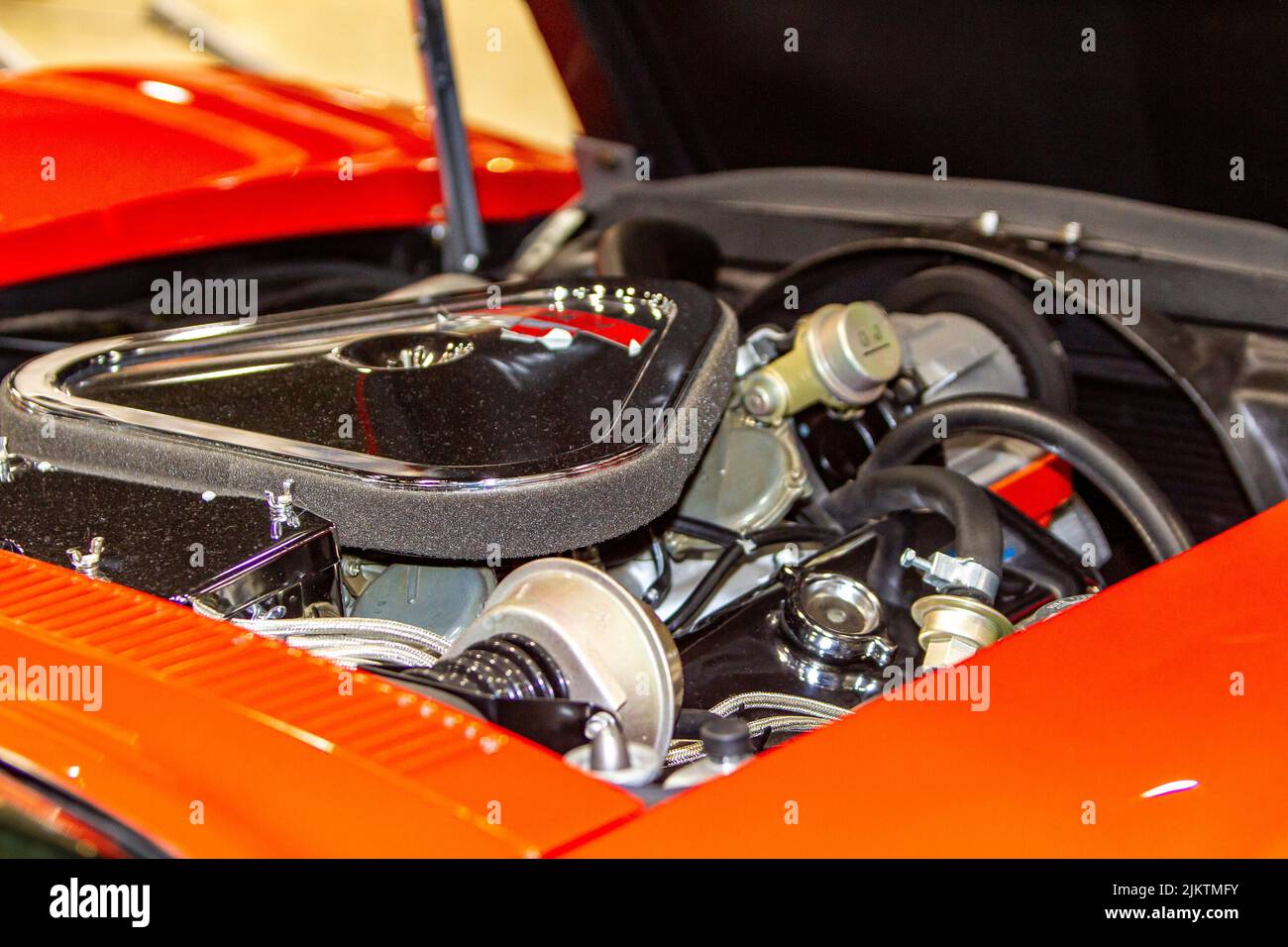 close up of a car motor at the world of wheel car show in Winnipeg MB ...