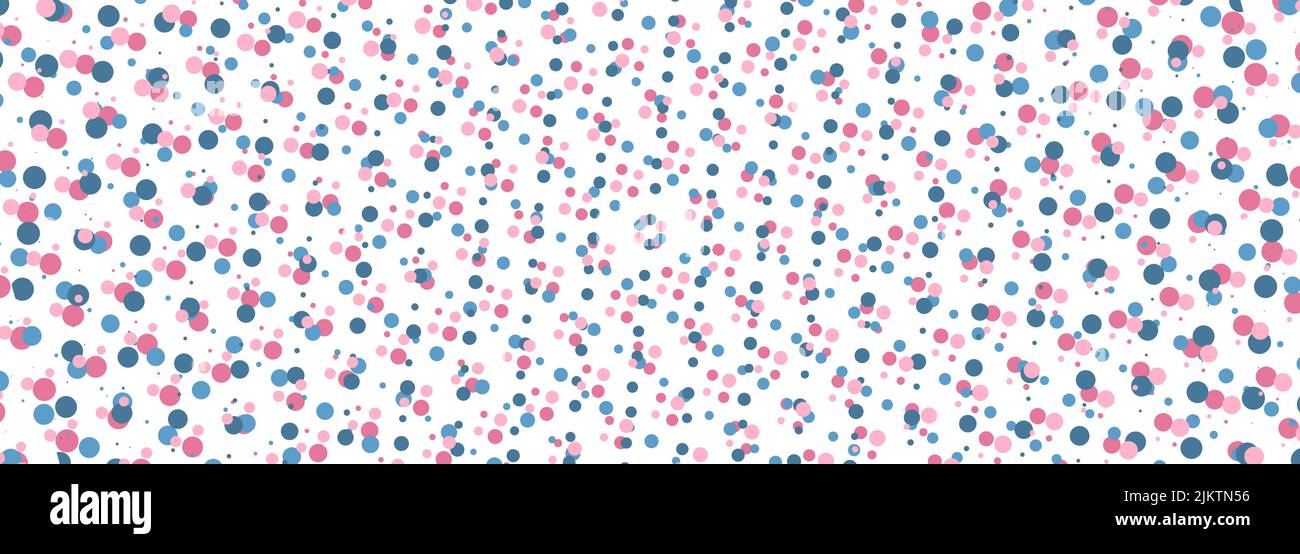 Blue and pink pastel colored dotted pattern on white wide horizontal ...