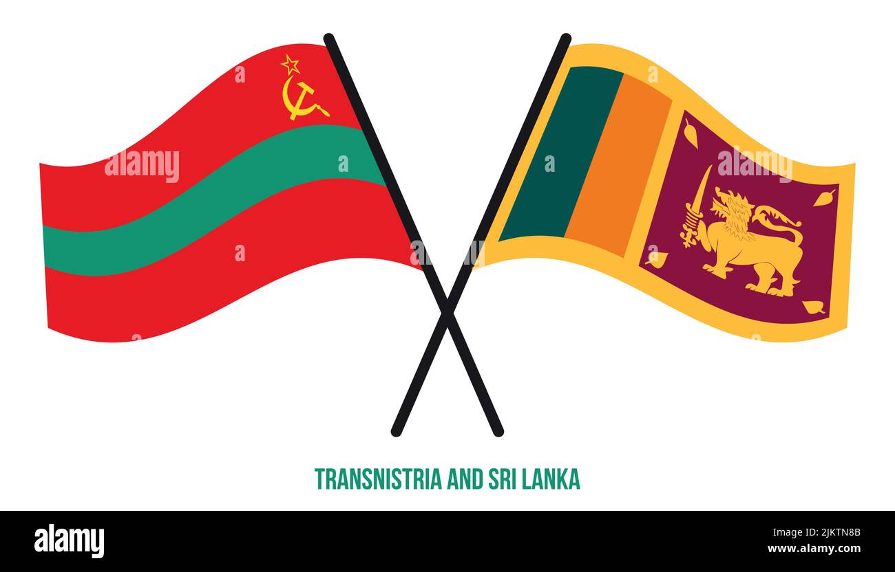Transnistria and Sri Lanka Flags Crossed And Waving Flat Style ...